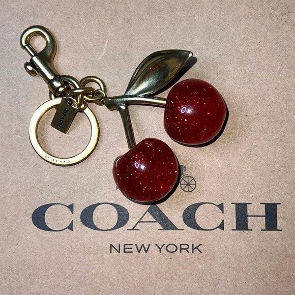 Coach | Accessories | Coach Red Cherry Bag Charm Keychain With Gold ...